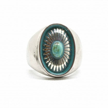 Signet Ring, Concho Turquoise Insert